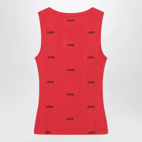 Loewe Ribbed Cotton Tank Top With All-over Logo Embroidery