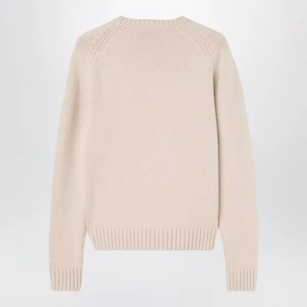 Loro Piana Beige Melange Cashmere Crewneck Sweater - Cream