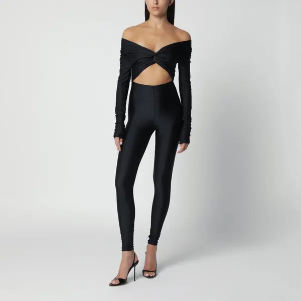 Andamane The Attico Kendall Jumpsuit In Glossy Stretch Lycra - Black