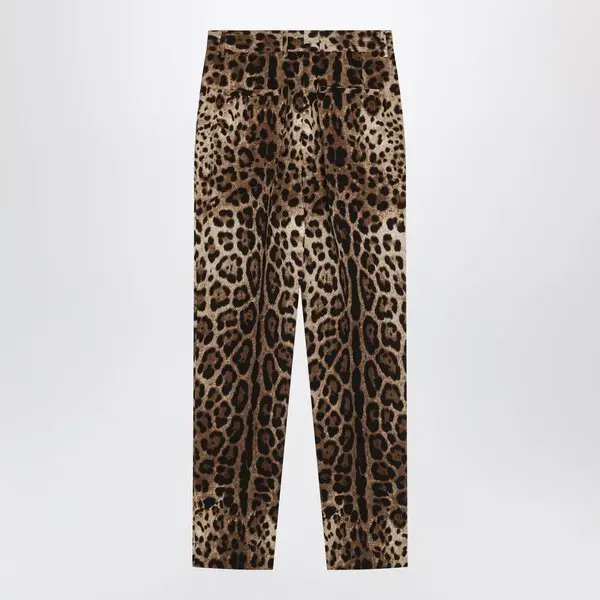 Dolce & Gabbana Leopard-print Stretch Wool Canvas Pants - Brown