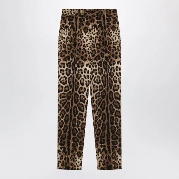 Dolce & Gabbana Leopard-print Stretch Wool Canvas Pants - Brown