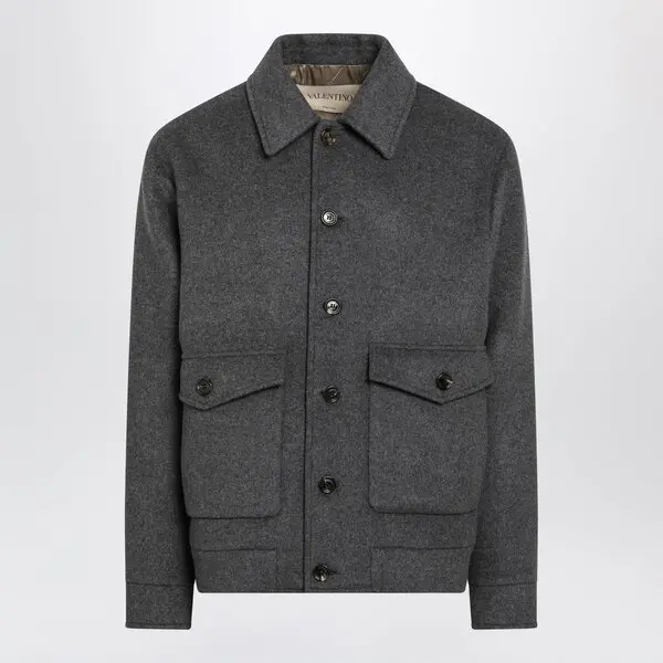 Valentino Garavani Grey Wool And Cashmere-blend Overshirt Jacket - Gray