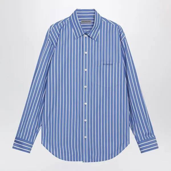 Balenciaga Light Striped Cotton Shirt - Blue