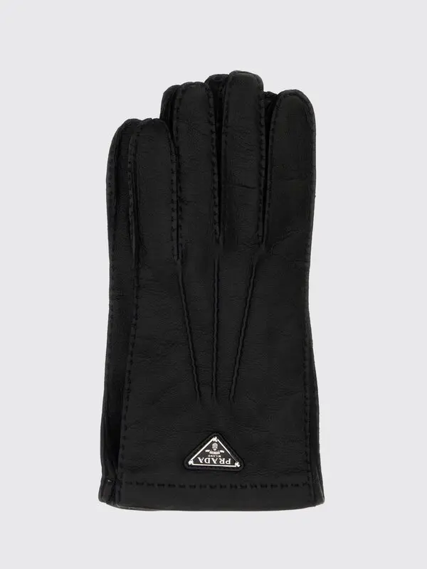 Prada Leather Gloves With Cashmere Lining - Black