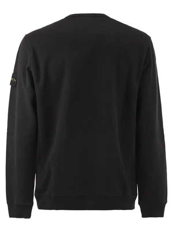 Stone Island Cotton Crew Neck Sweatshirt With Compass Badge - Black