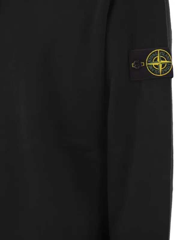 Stone Island Cotton Crew Neck Sweatshirt With Compass Badge - Black