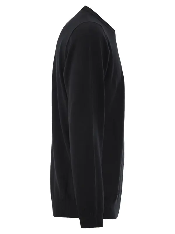 Stone Island Rws Pure Lightweight Wool Crew-neck Jumper With Embossed Stitching - Black