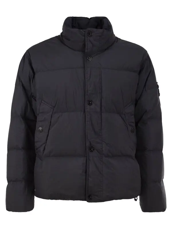 Stone Island Garment Dyed Crinkle Reps Ny Down Jacket With Duck Down Padding - Blue