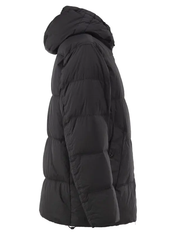 Stone Island Garment Dyed Crinkle Reps Ny Hooded Down Jacket - Blue
