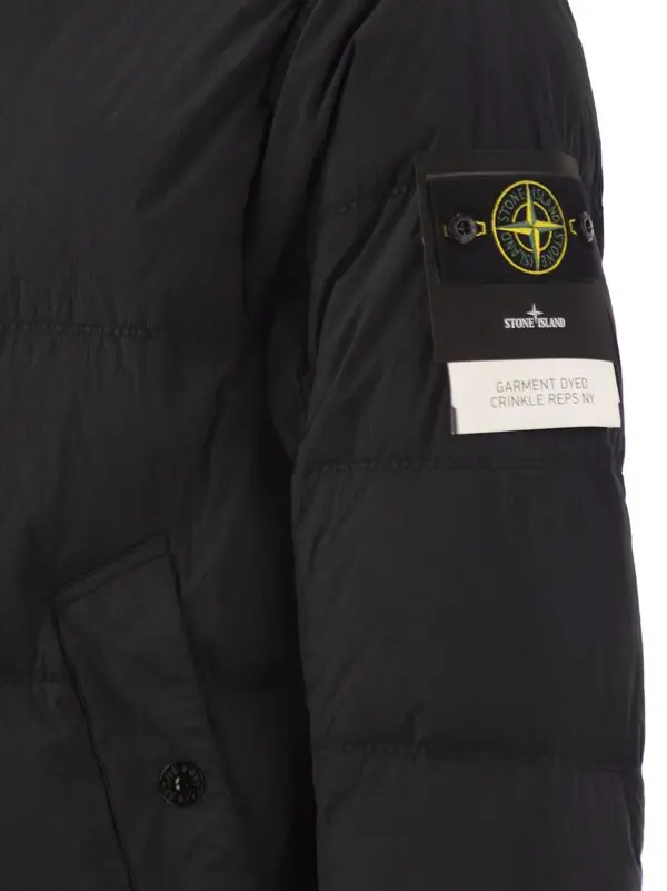 Stone Island Garment Dyed Crinkle Reps Ny Hooded Down Jacket - Blue