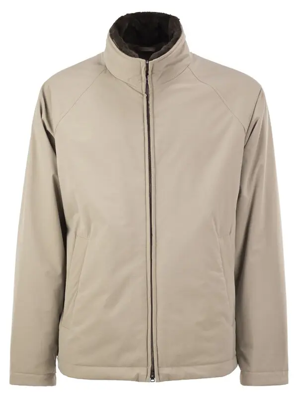 Herno Padded Technical Jacket With Stand Collar And Faux Fur Lining
