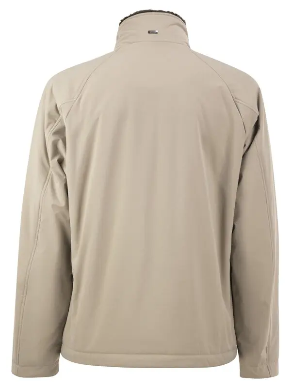 Herno Padded Technical Jacket With Stand Collar And Faux Fur Lining