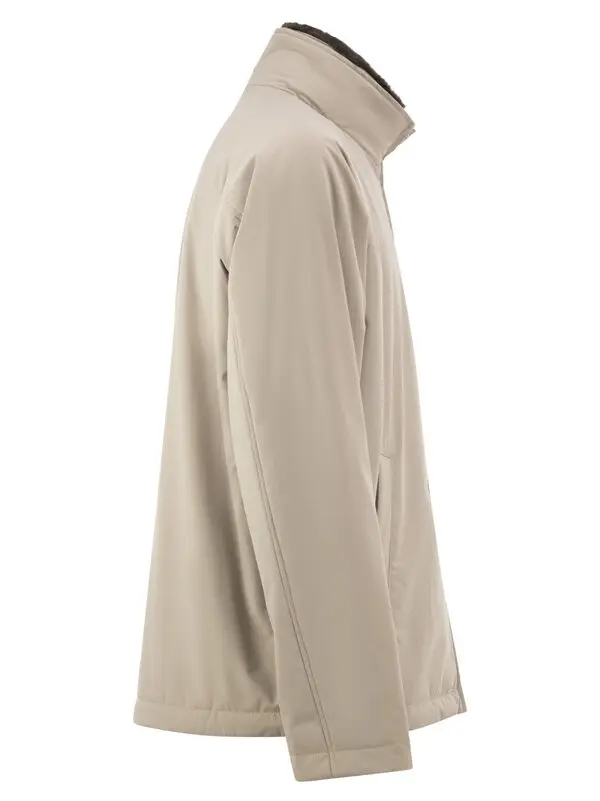 Herno Padded Technical Jacket With Stand Collar And Faux Fur Lining