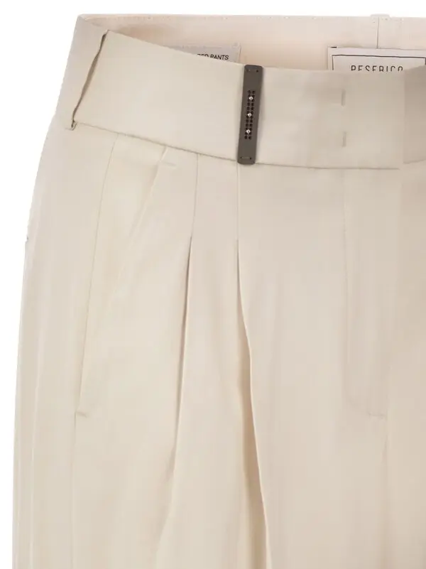 Peserico Tailored Virgin Wool Stretch Trousers With Front Pleats