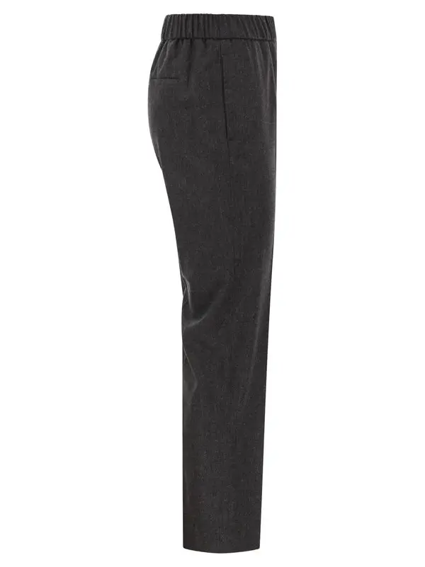 Peserico Virgin Wool And Cashmere Tapered Trousers With Elasticated Waistband - Multicolor