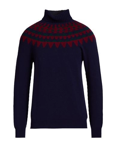 ZANONE Virgin Wool Geometric Print Turtleneck Sweater - Navy
