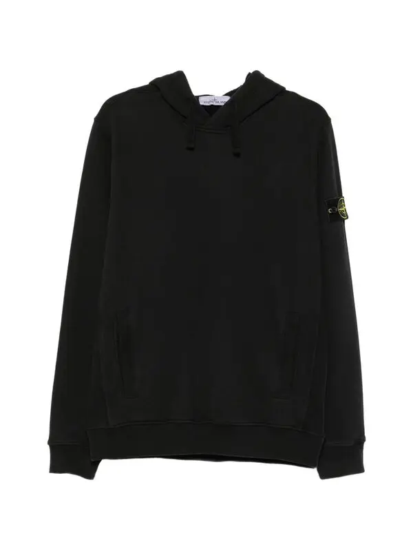 Stone Island Black Drawstring Hood Long Sleeve Sweatshirt - Multicolor