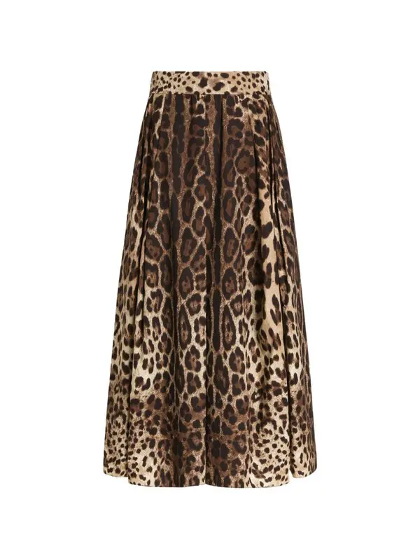 Dolce & Gabbana Leo Print Cotton Midi Skirt - Multicolor