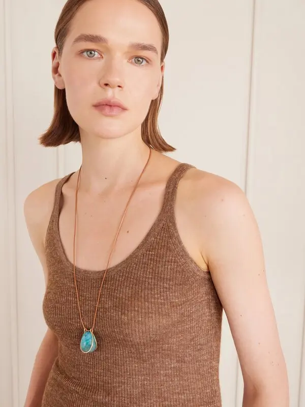 Marisa Klass 18-karat Gold, Diamond And Chrysocolla Necklace