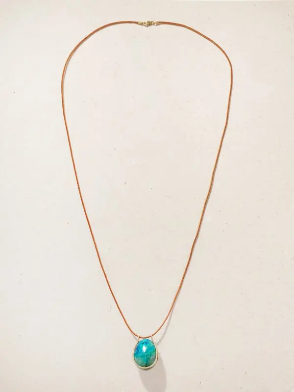 Marisa Klass 18-karat Gold, Diamond And Chrysocolla Necklace