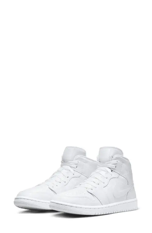JORDAN Air 1 Mid Basketball Sneaker - White/white/white