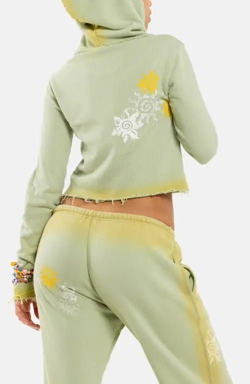 JADED LONDON Two-tone Graphic Cropped Full Zip Hoodie
