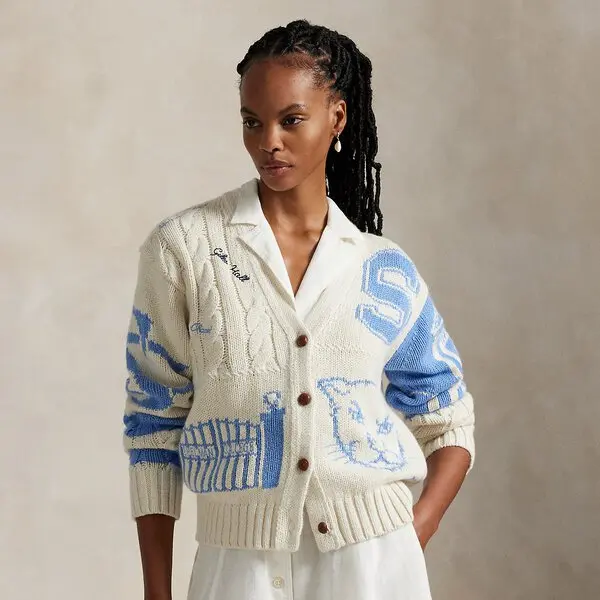 Ralph Lauren The Spelman College Patchwork Cardigan - Cream Multi
