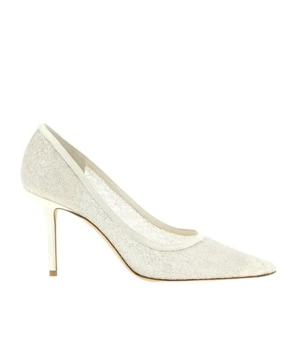 JIMMY CHOO Love 85 Candyfloss Glitter Pumps - White
