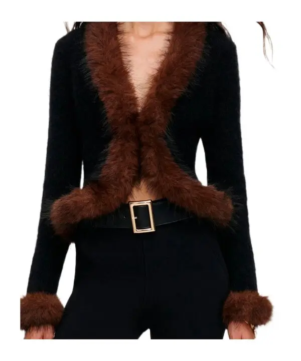 SELF-PORTRAIT Knit Sweater With A Fur Collar