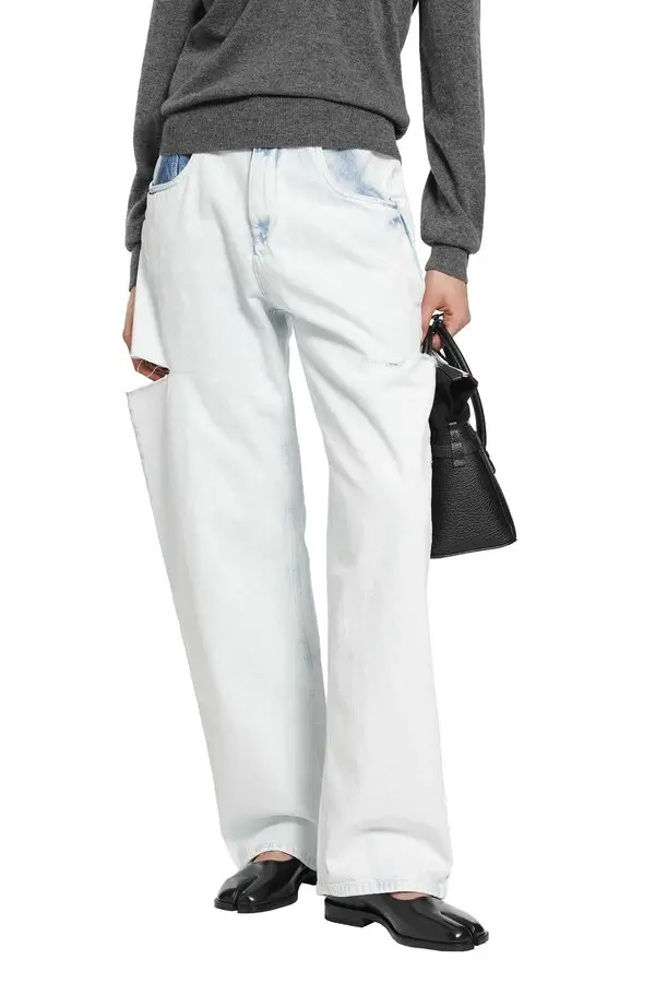 MAISON MARGIELA Bleached Cut-out Barrel Leg Jeans - Blue