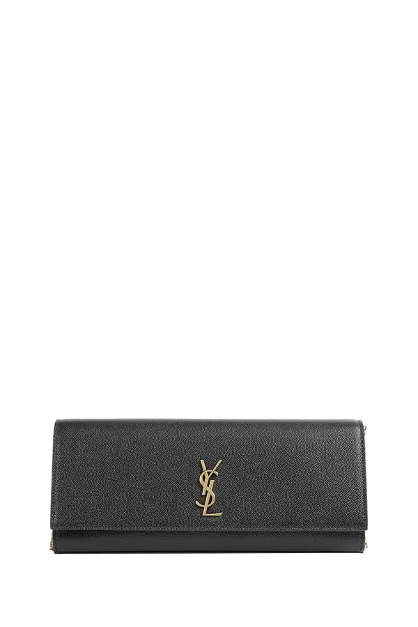 Saint Laurent Grain De Poudre Leather Kate Clutch - Black