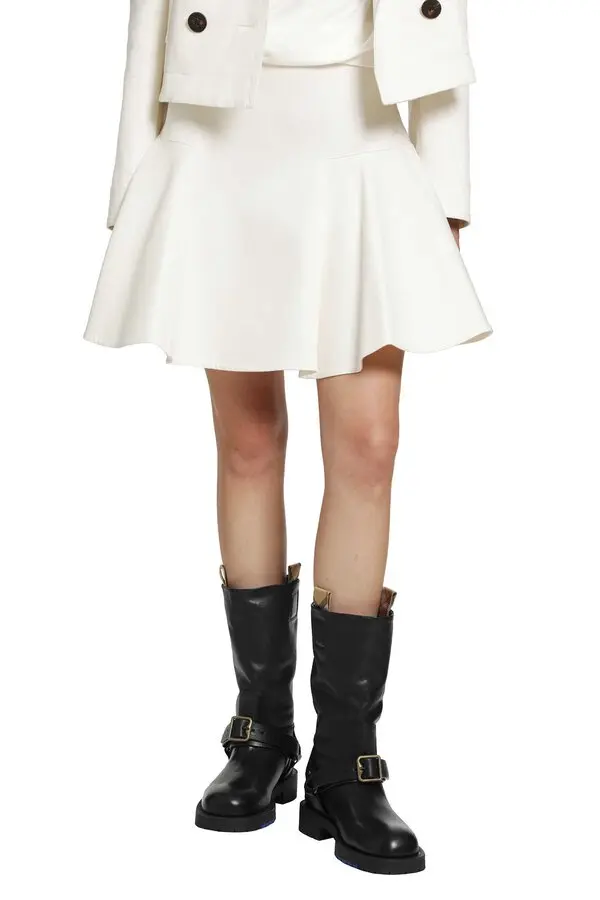 Burberry Fit-and-flare Cotton Mini Skirt - White