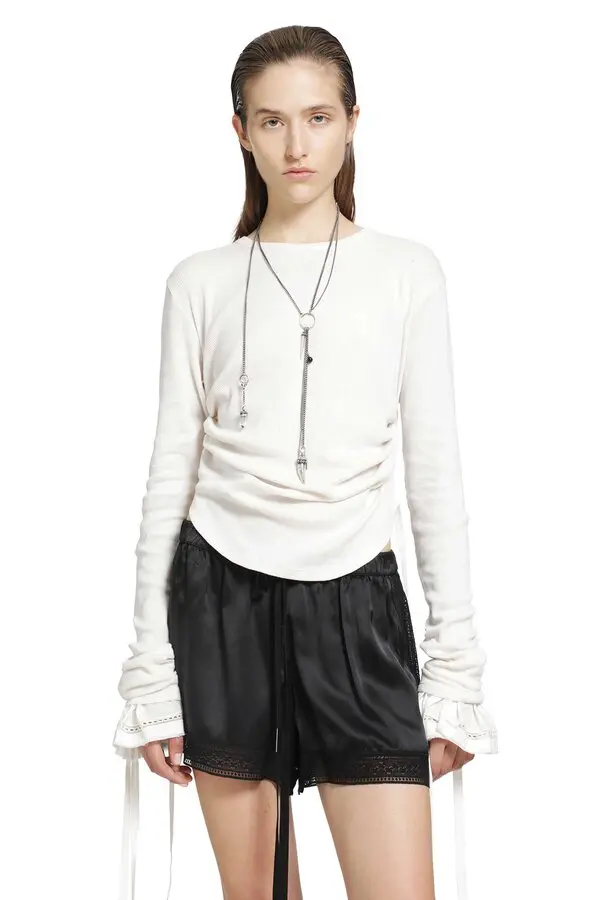 ANN DEMEULEMEESTER Dot Wrinkled Long Sleve Top