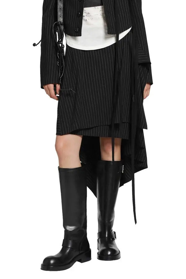 ANN DEMEULEMEESTER Birit Wrap Skirt In Striped Viscose Twill