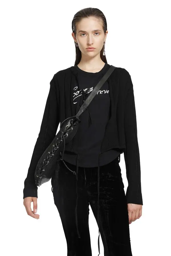 ANN DEMEULEMEESTER Jacklin Brushed Rib Cropped Cardigan - Black