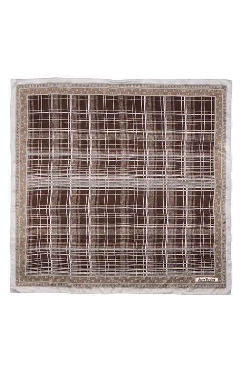Acne Studios Volta Check Organic Silk Square Scarf - Grey/brown