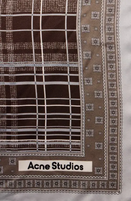 Acne Studios Volta Check Organic Silk Square Scarf - Grey/brown