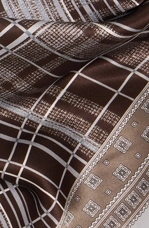 Acne Studios Volta Check Organic Silk Square Scarf - Grey/brown