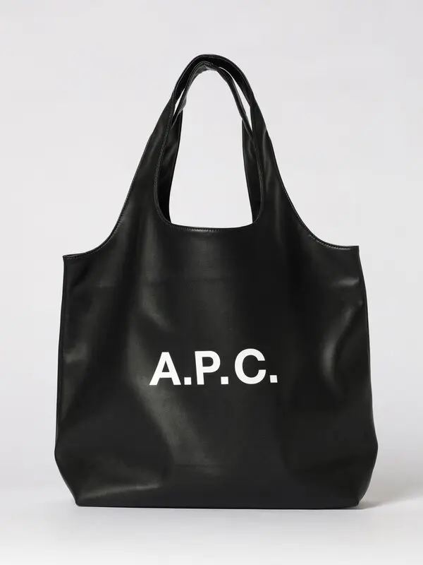 A.p.c. Ninon Large Recycled Synthetic Leather Shoulder Bag With Printed Logo - Black
