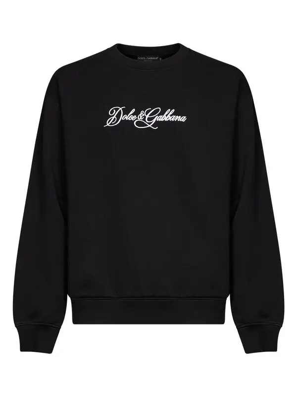 Dolce & Gabbana Black Cotton Embroidered Crewneck Sweatshirt - Multicolor