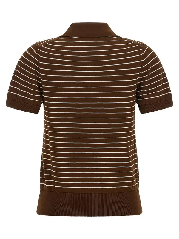 A.p.c. Aline Striped Knit Polo Shirt