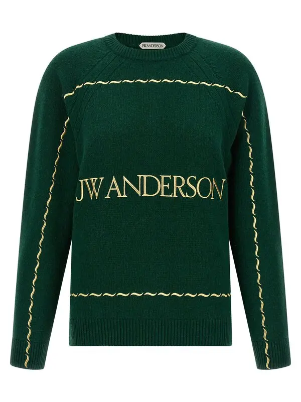 JW Anderson Embroidered Logo Crewneck Sweater - Green