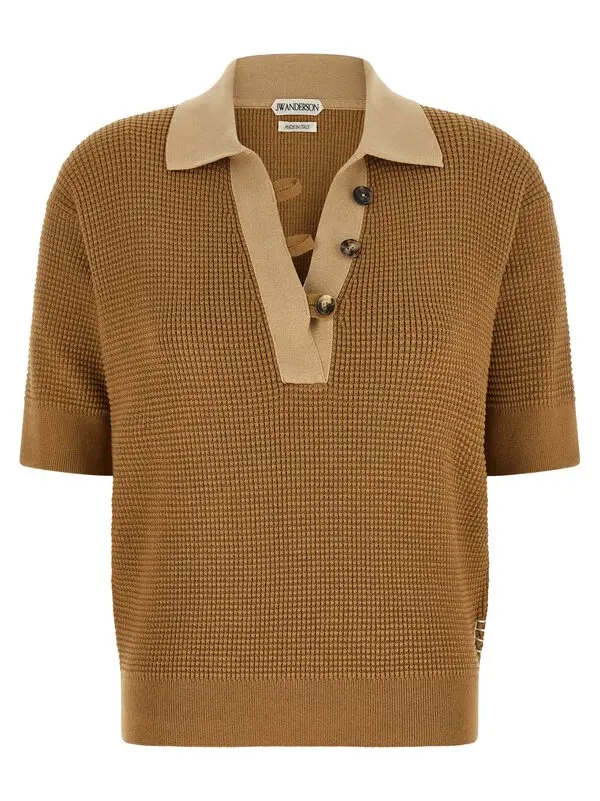 JW Anderson J.w.anderson Waffle Stitch Polo Shirt - Cream