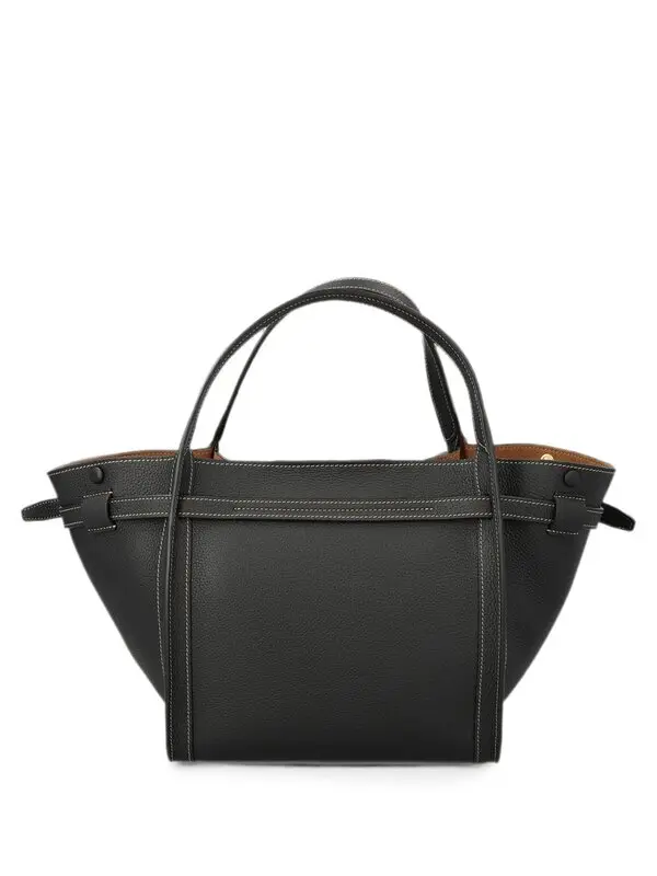 TOD'S T Signature Mini Shopping Bag In Calfskin Leather - Black