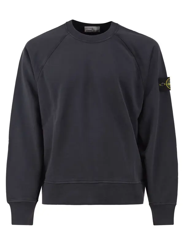 Stone Island Cotton Crew Neck Sweatshirt With Compass Badge - Blue