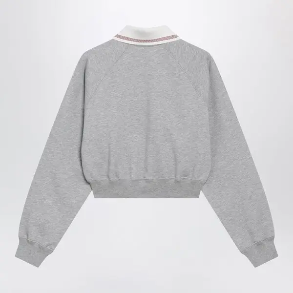 Versace Cropped Cotton Polo Sweatshirt - Gray