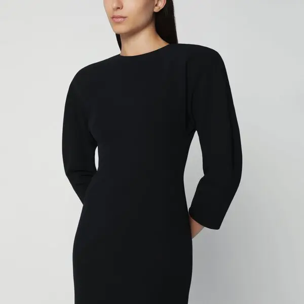 Andamane Midi Dress With Rounded Shoulders - Black