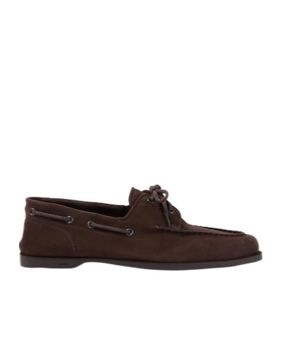 John Lobb Foil Suede Boat Shoes - Black