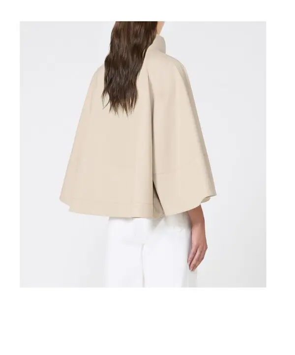 Max Mara Flared Shawl With High Neck And Raglan Sleeves - Stone