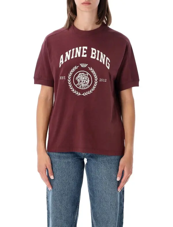 ANINE BING 100% Cotton Logo T-shirt - Viola